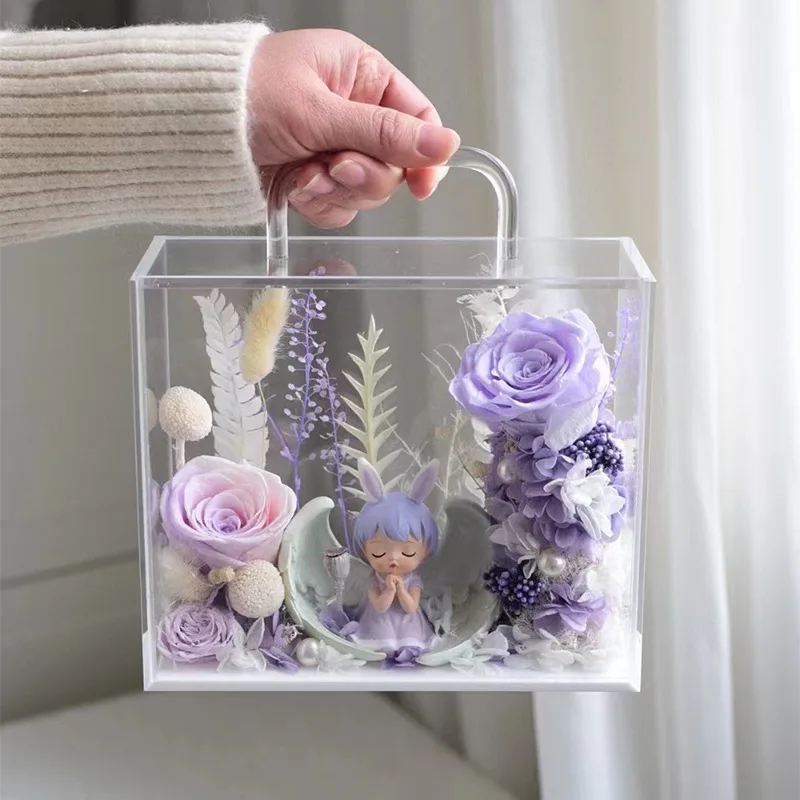 Wholesale Flower Box Transparent Handmade Portable Eternal Acrylic ...