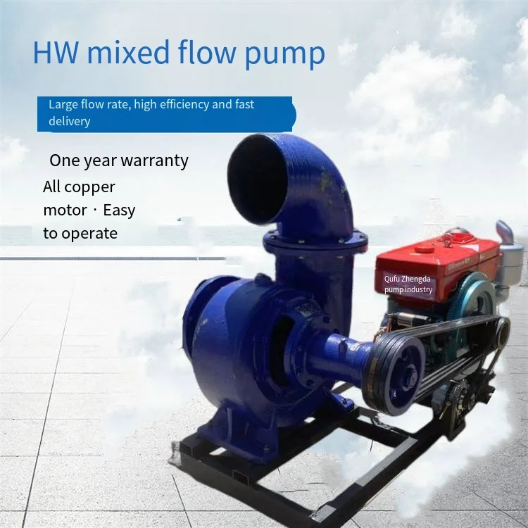 Large Diameter Engineering Silt Drainage Pump 40 Hp Diesel Mixed Flow ...