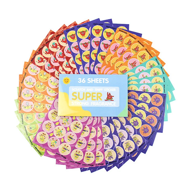 36 Sheets New Children scented Sticker Custom Scratch And Sniff Cute ...