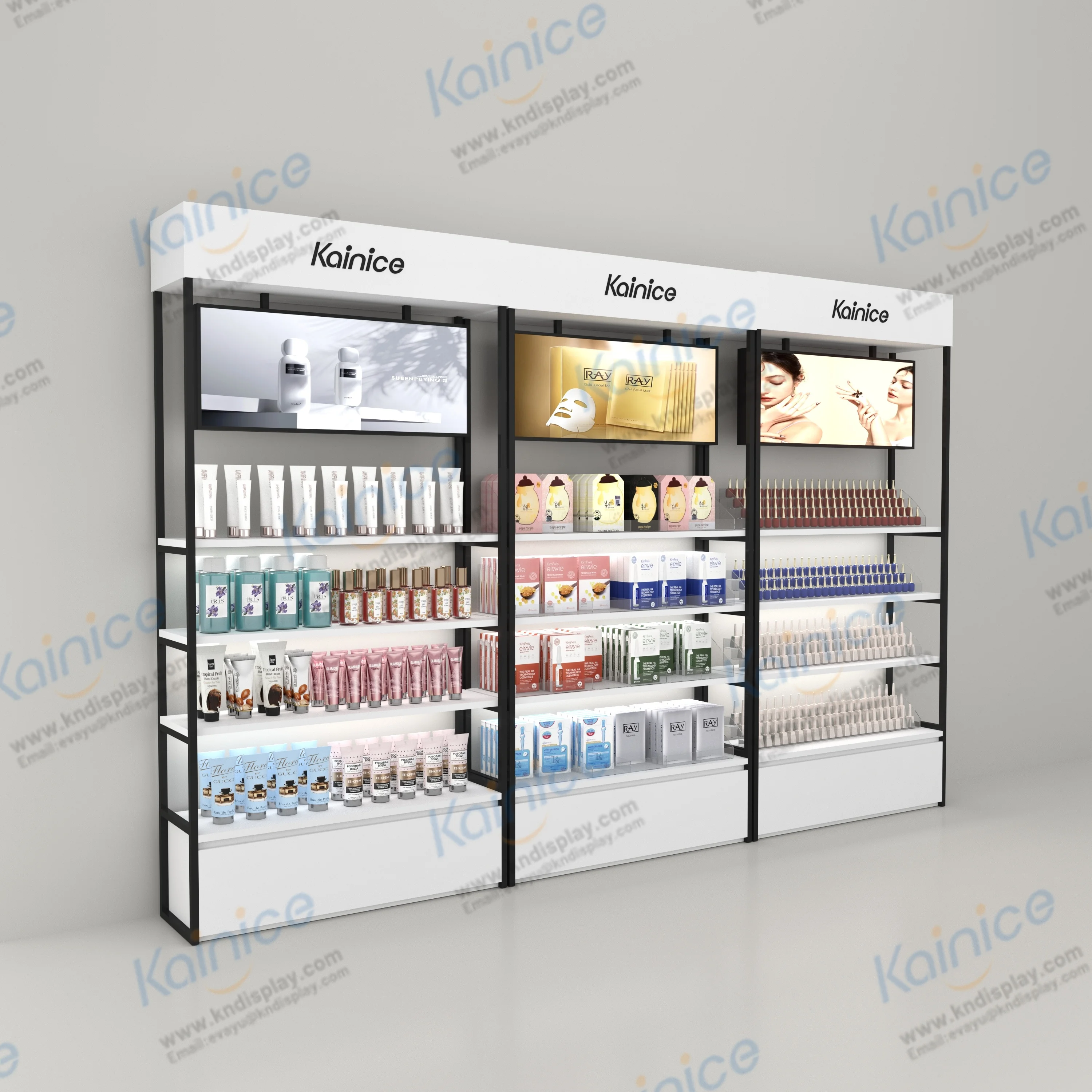 Kainice Custom Size Brands Eyelash Cosmetic Display Case Cabinet Showcase Acrylic Make Up ...