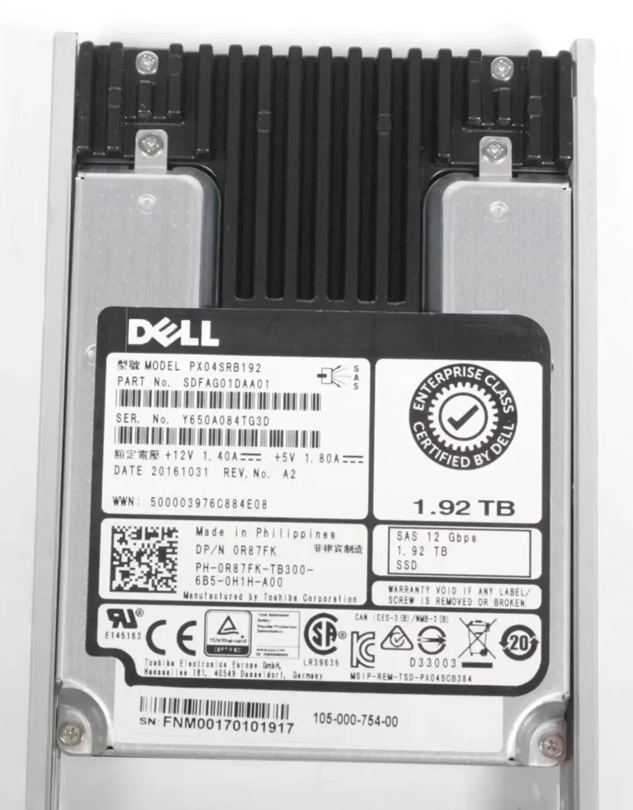 Original 1.92T SAS PX04SRB192 0R87FK R87FK SSD| Alibaba.com