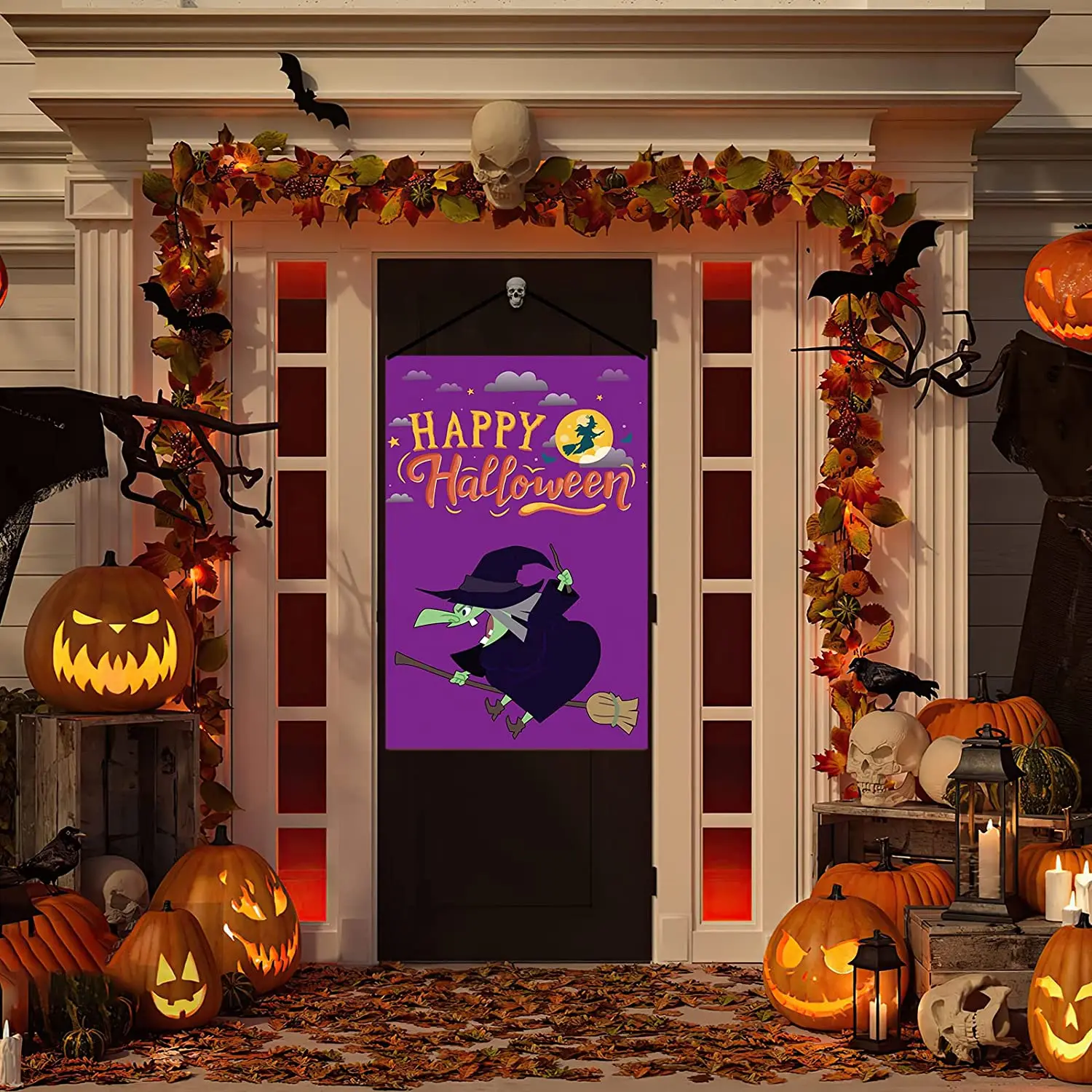 12 X 18 Inch Double Sided Burlap Halloween Witches Hat Garden Flags For ...