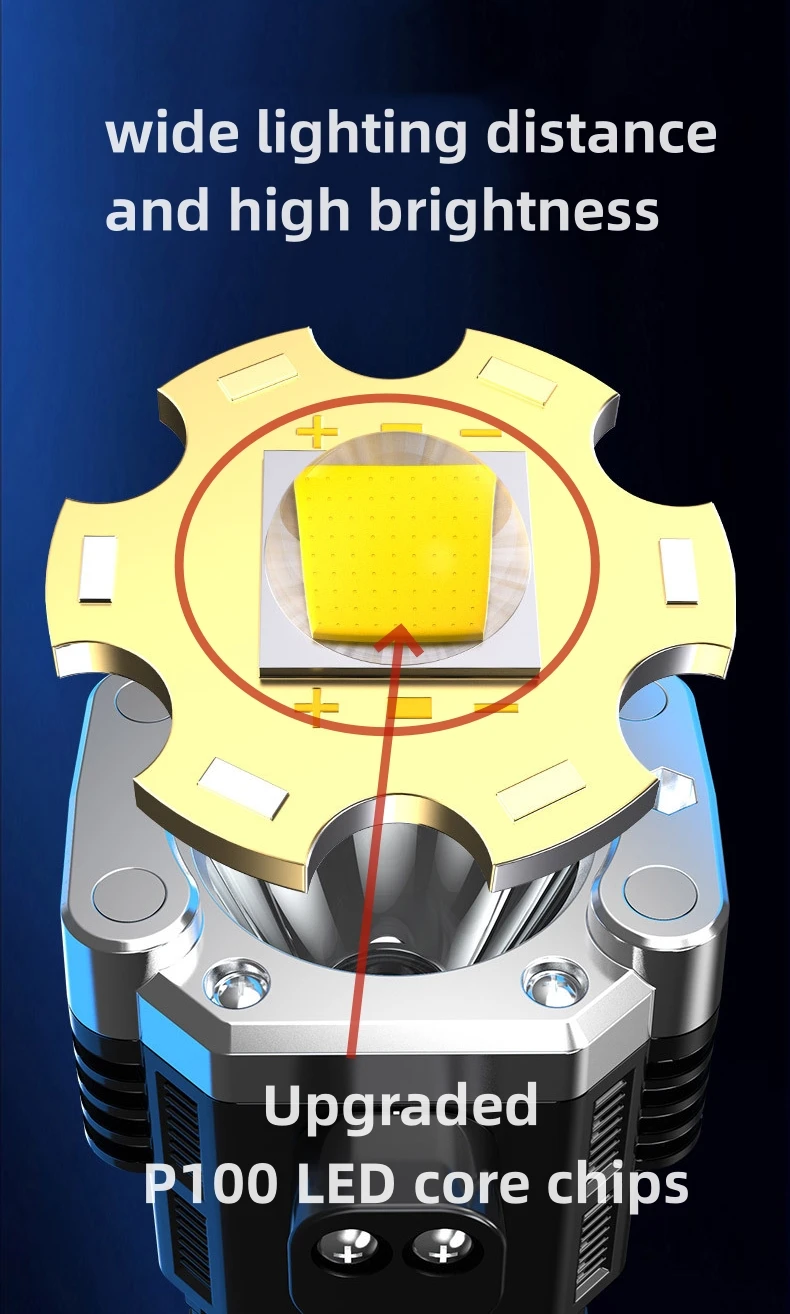 Multi-functional Led Torch Flashlights With Safety Hammer Cob 18650 ...