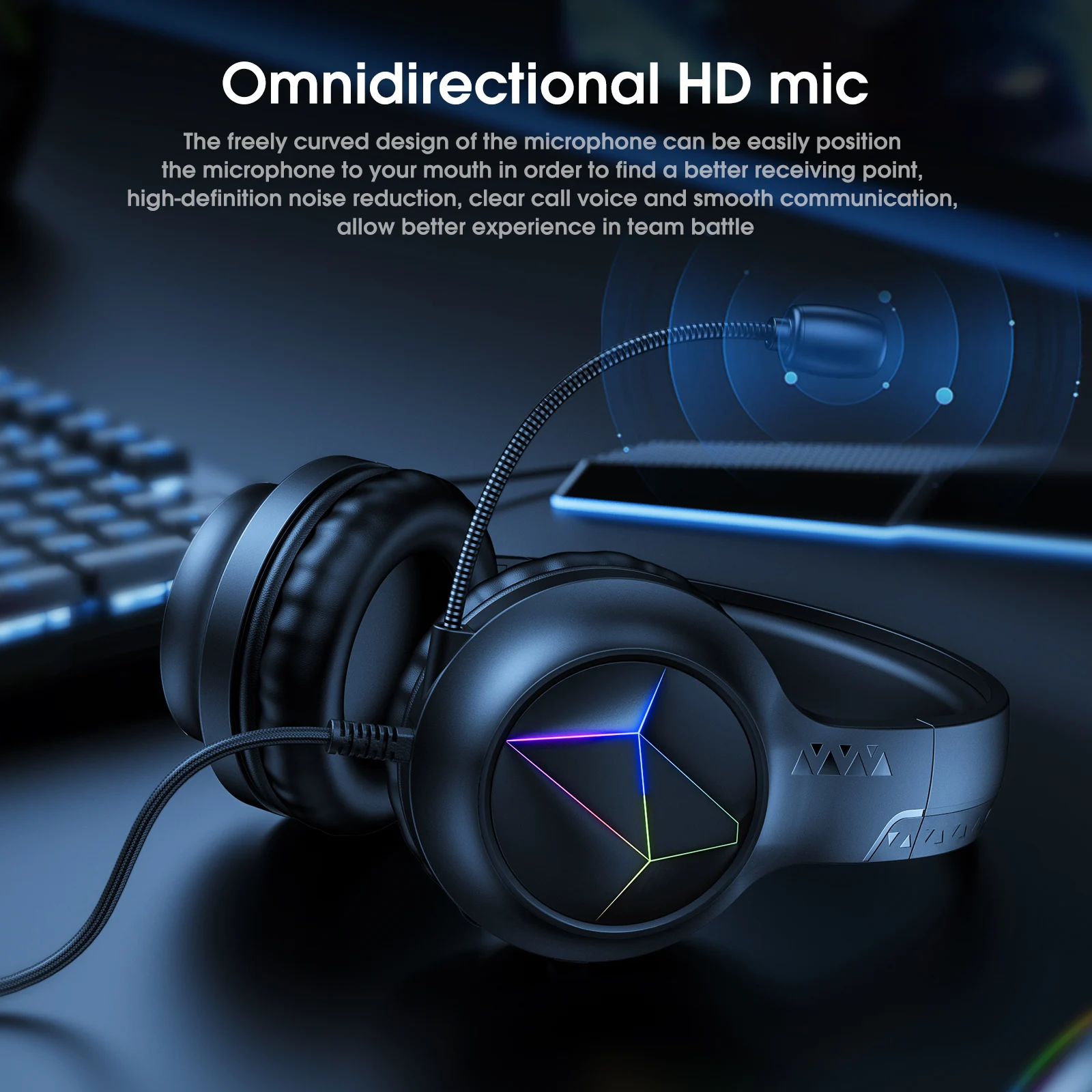Onikuma X35 Stereo Rgb Over Ear Gaming Headset With Hd Mic For Ps4 Ps5 ...