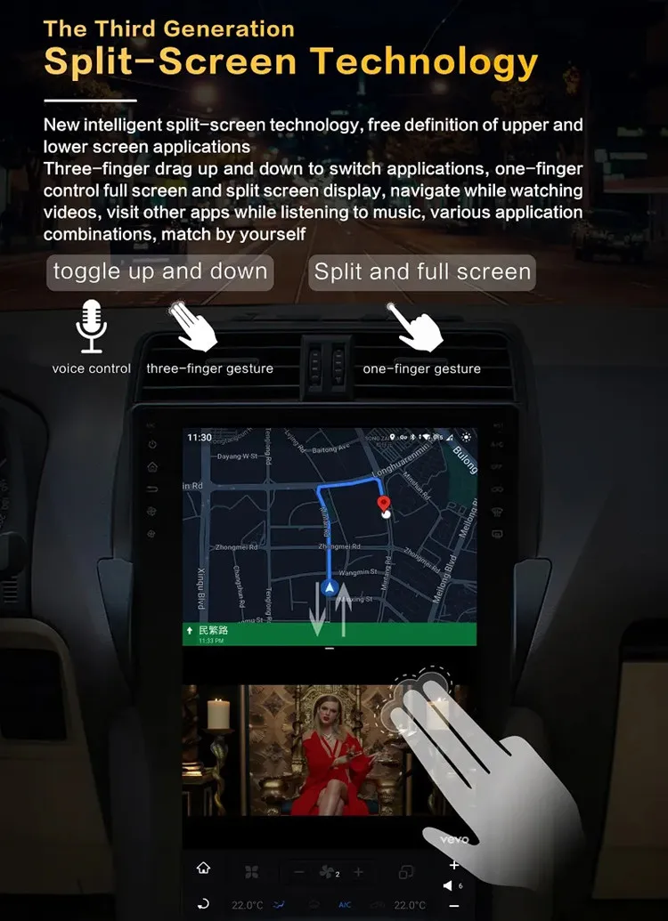 Android 11 Tesla Vertical Screen Car GPS Navigation With DVD Video for ...