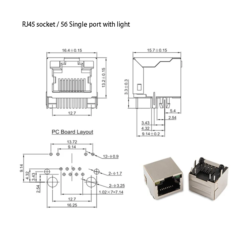 Rj45 Connector Single Port No Led Rj 45 With Light And Spring Female ...
