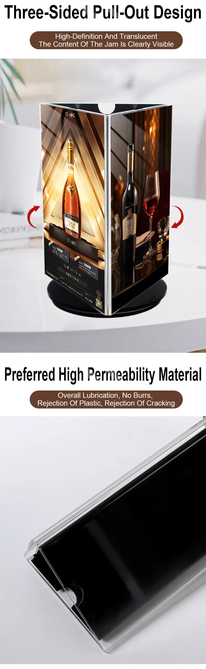 3 Sided Rotating Acrylic Display Stand - Versatile & Customizable