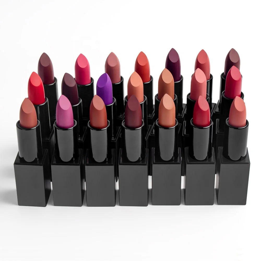 Cosmetic Products Matte Black Lipstick Logo Waterproof Long Lasting ...