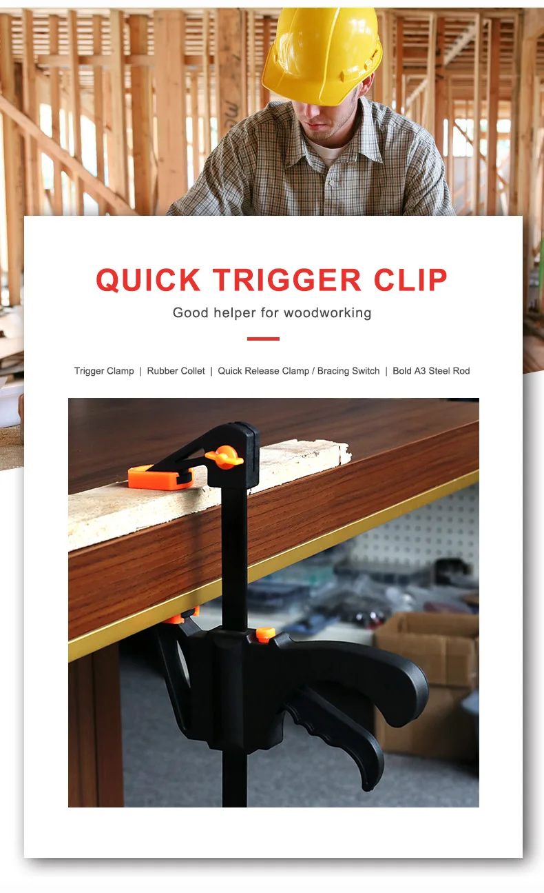 Adjustable Hand Woodworking Clamp 4 Inch Clip Quick Ratchet Release F ...