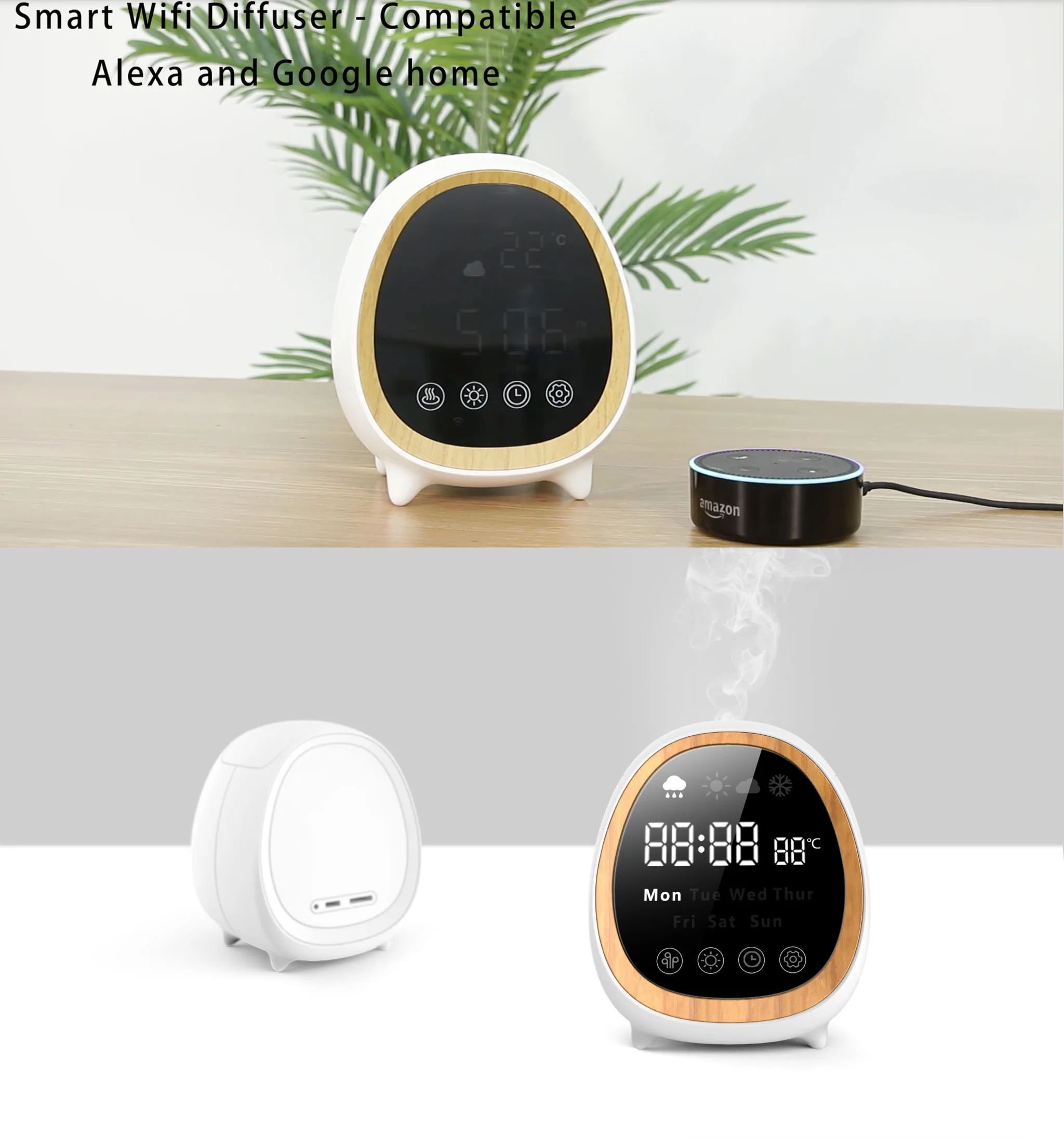 New Led Clock Display Water Soluble Essential Oil Air Freshener Scent Humidifier Aroma Diffuser ...