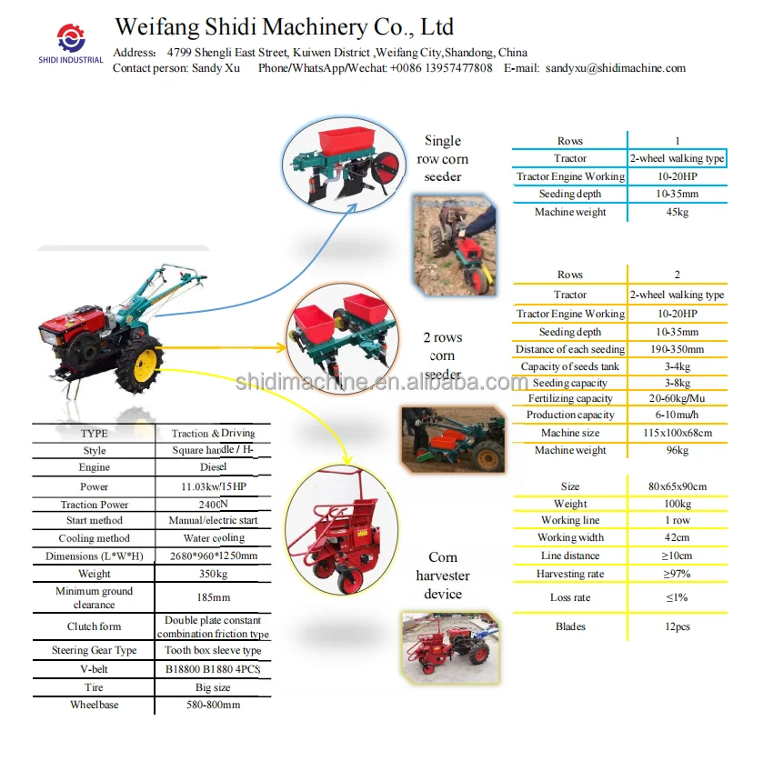 Walking Tractor With Farm Implements Of Seeder,Harvester,Mower,Plough ...