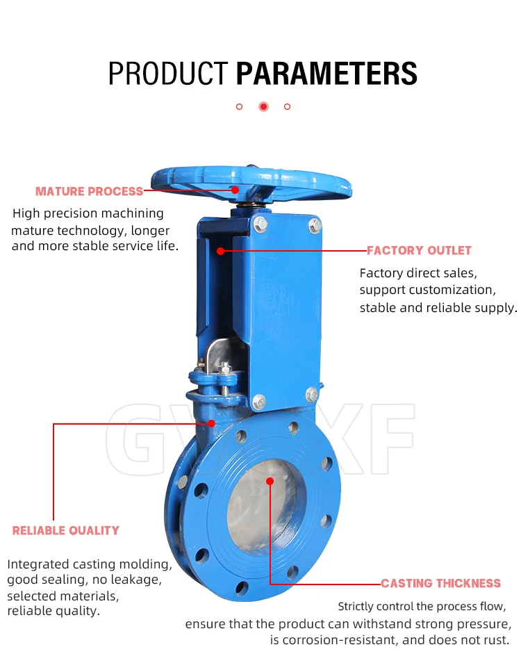Manual Ductile Iron Sewage Treatment Knife Gate Valve Cast Iron Knife ...