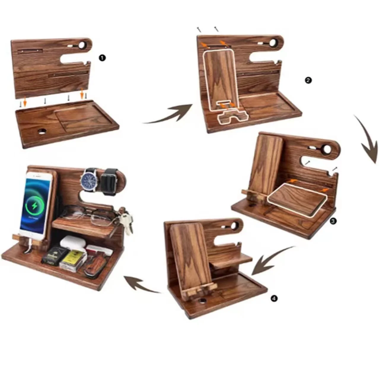 Solid Wood Stand Natural Solid Wood Carved Storage Box Mobile Phone ...
