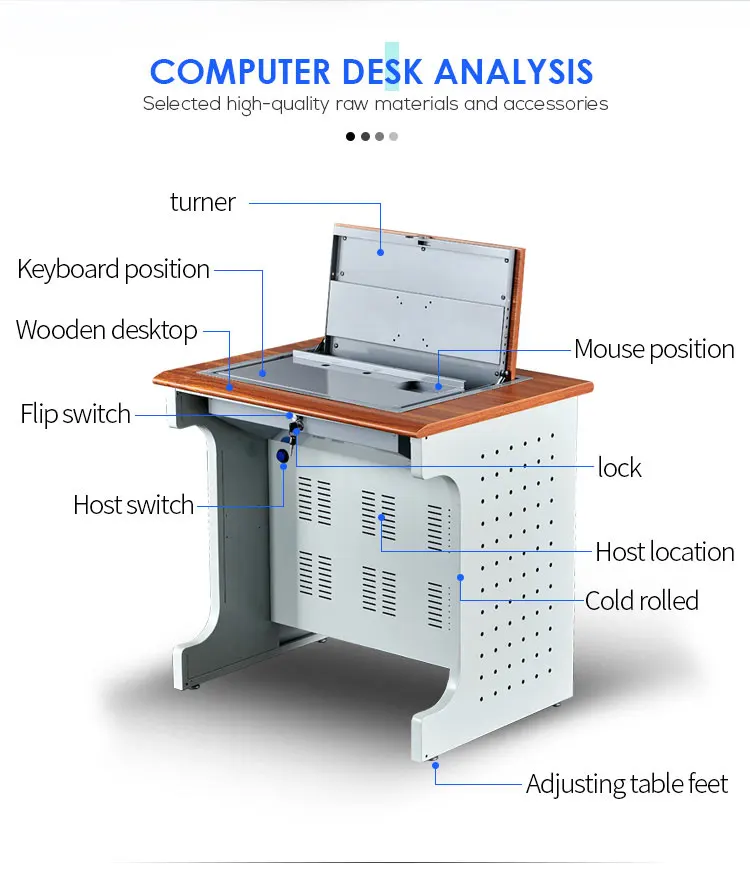 Flip Top Lockable Lcd Holder Wood Top Teacher Students Table Recessed ...