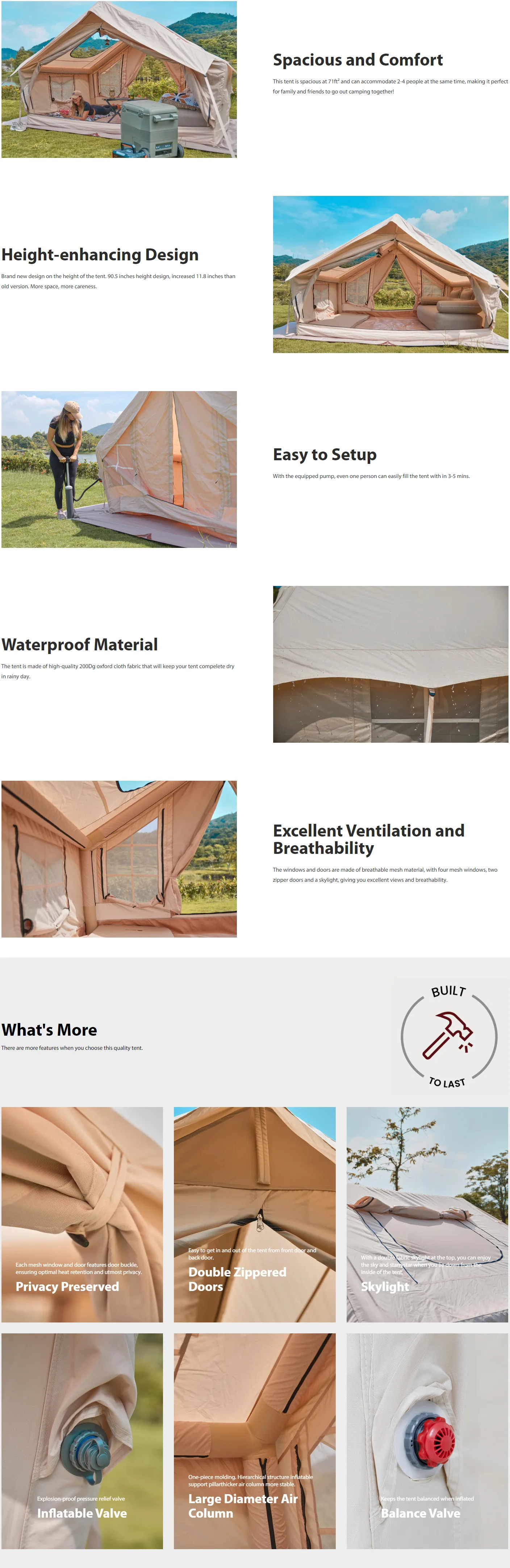 Waterproof Inflatable Tent Outdoor Camp Air Camping House Portable ...