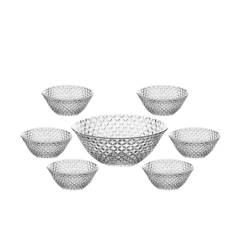 Clear Glass Slant Buffet Room Glass Salad Bowl Glass Fruit Bowl ...