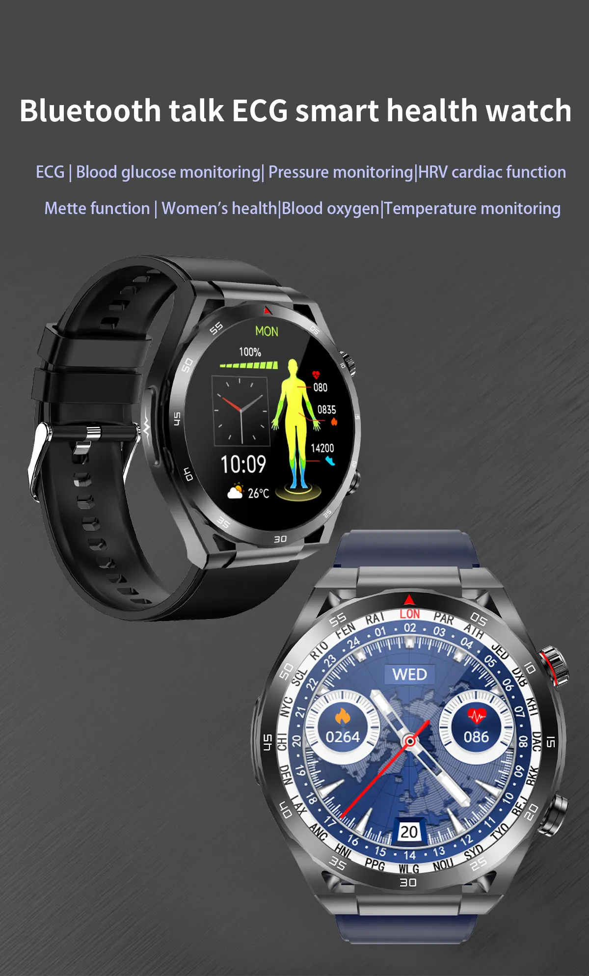 V450 Ecg Ppg Watch Wholesale Medical Ecg Health Ip68 Waterproof Heart ...