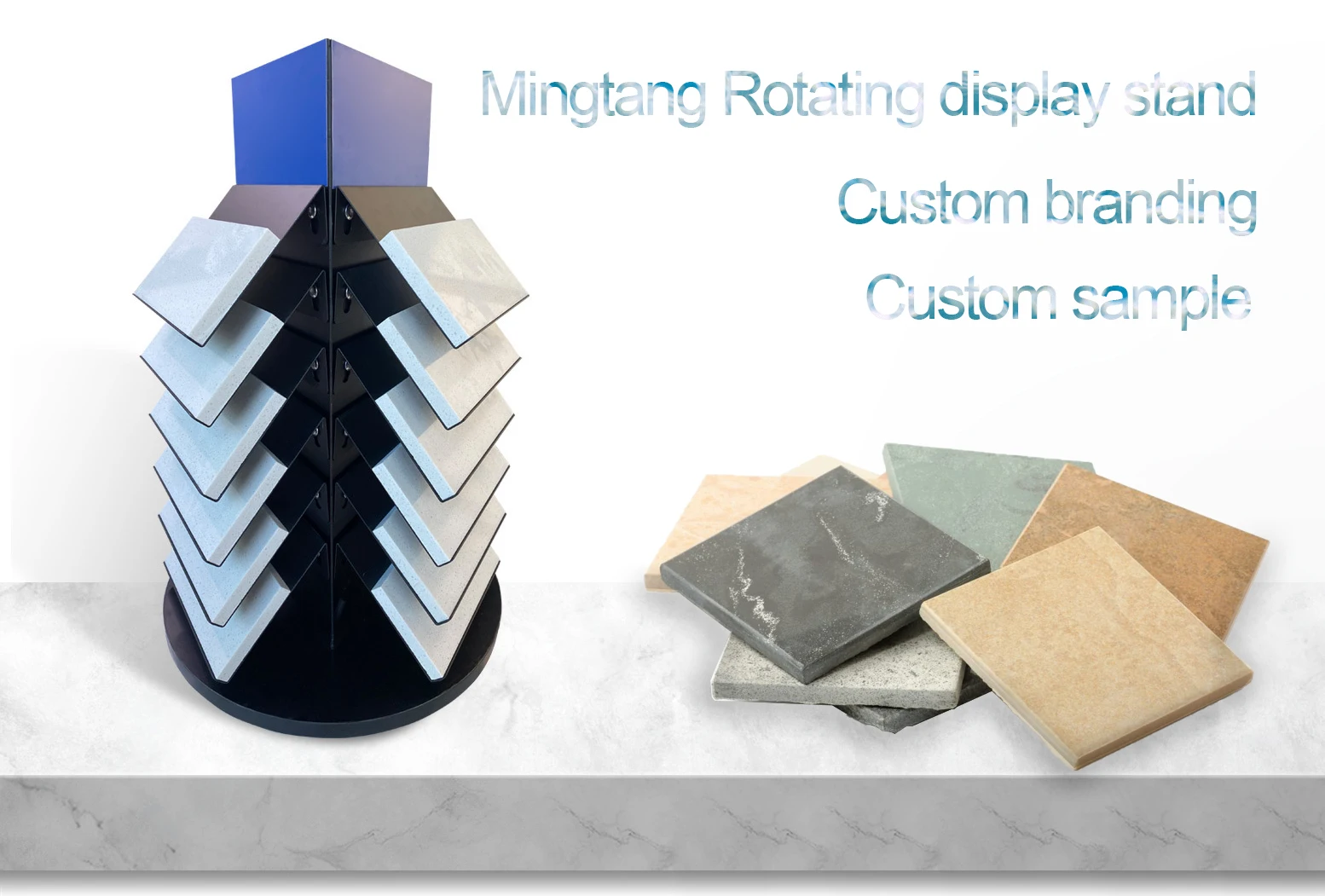 Mingtang Desk Tile Stone Desktop Quartz Display Stand, 3 Sides Rotating ...