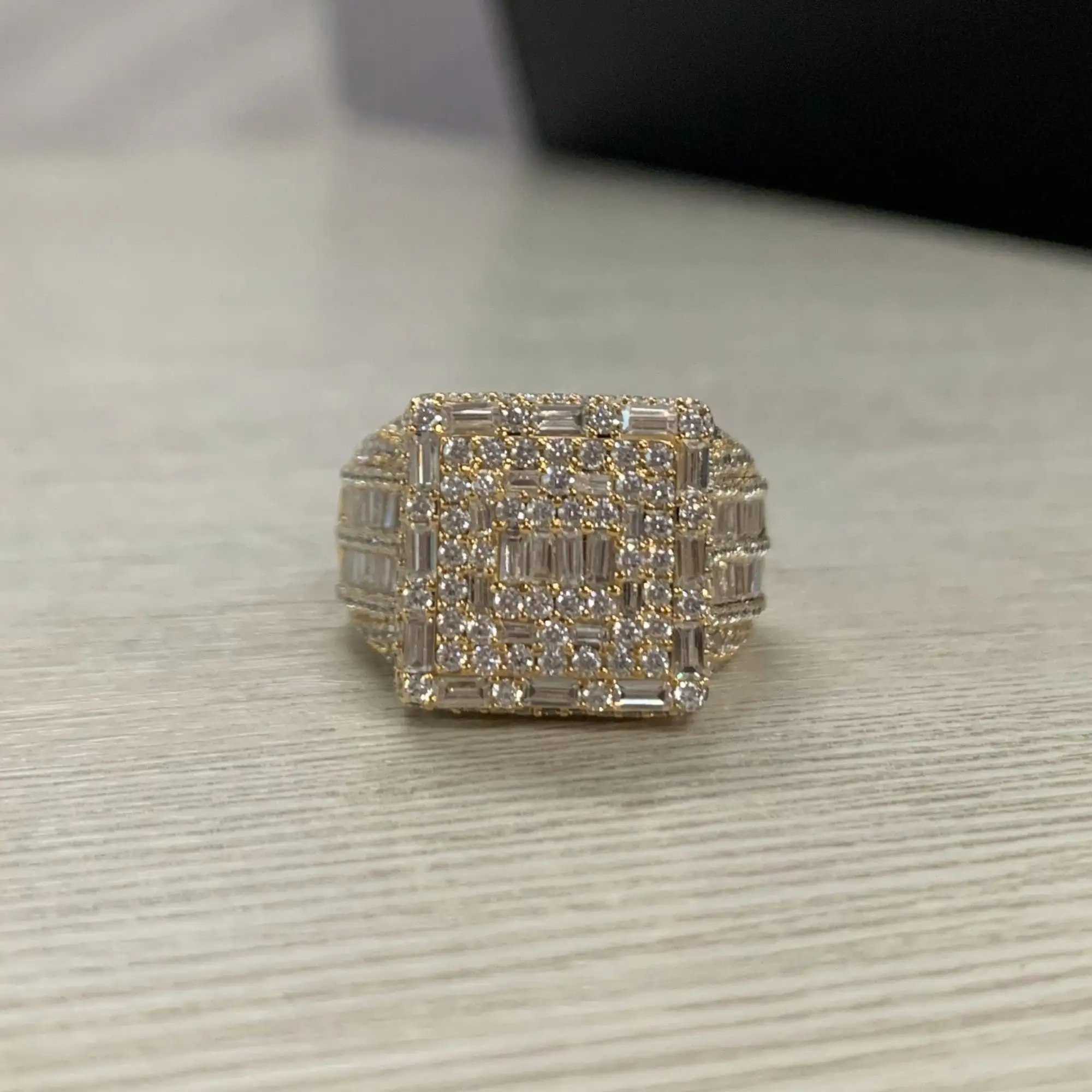 New Trendy Square Shape Custom Hiphop Silver Plated Rapper Ring With ...