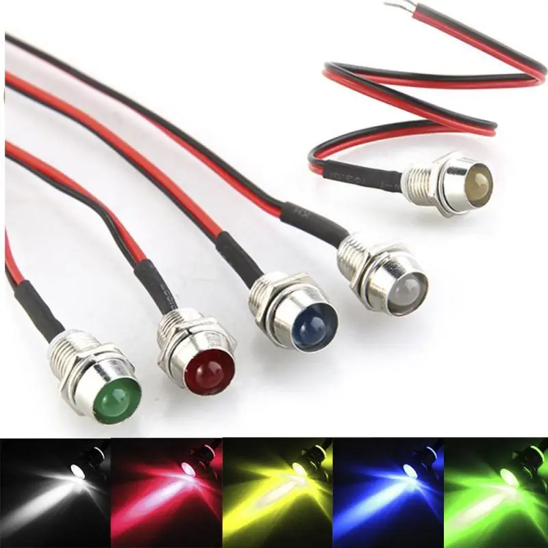 3v 5v 6v 9v 12v 24v Diffused 5mm Led With Metal Holder Header And 20cm ...