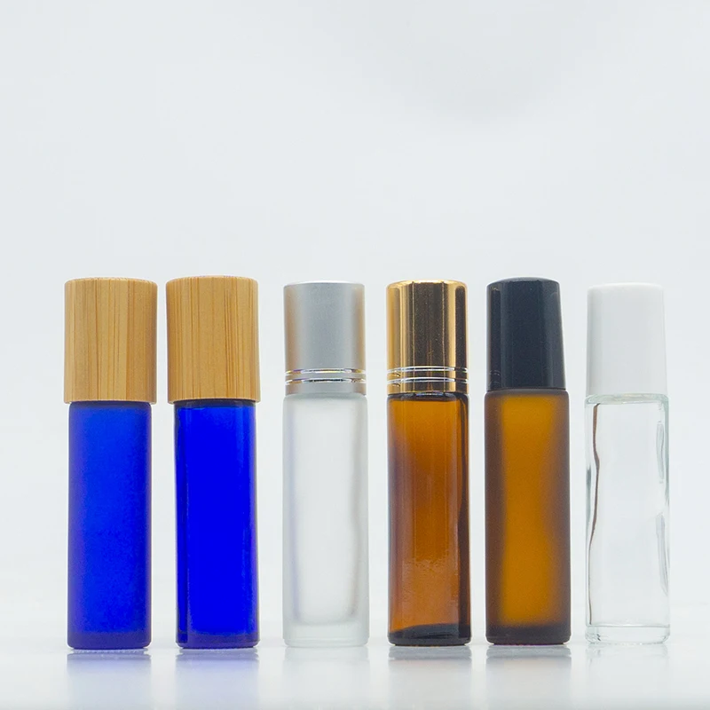 Hot Sale 5ml 10ml 15ml Roll On Bottle Bamboo Cap Roller Ball Glass Bottle For Essential Oils ...