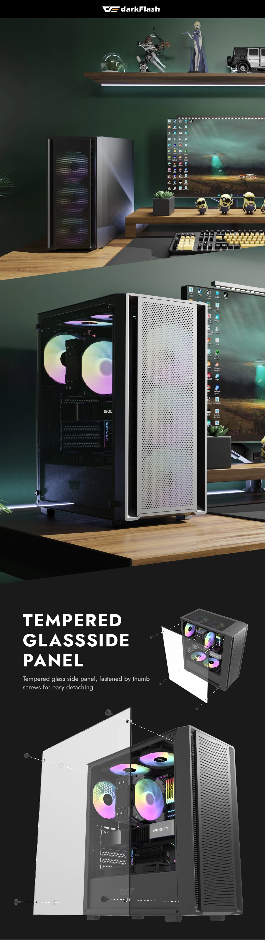 Darkflash DK353 ATX Mesh - Best Airflow for 360 Water Cooling
