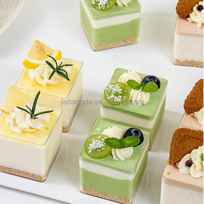 70ml Square Mini Mousse Plastic Cups for Party Desserts