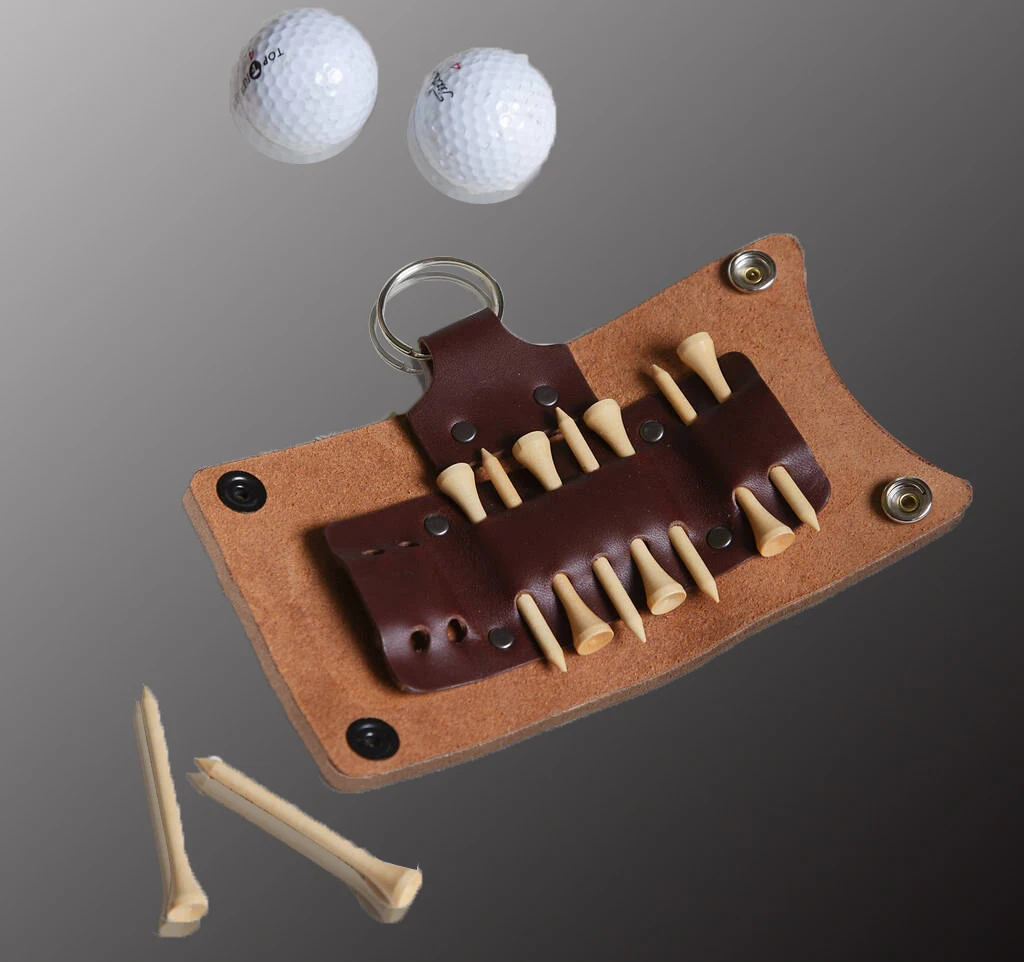 Portable Pu Leather Golf Tees Holder Custom Golf Tee Storage Bag Tag ...