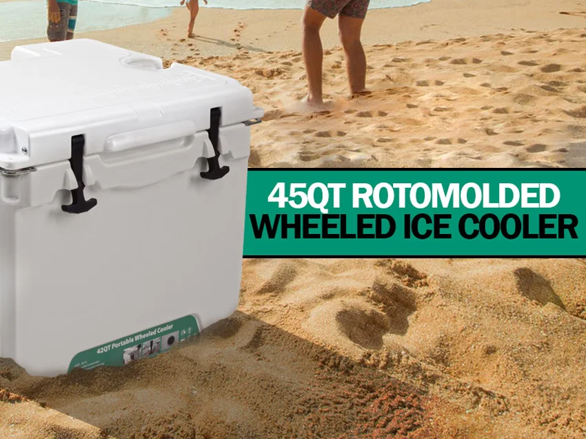Outdoor Retractable Drawbar Rotomolded Ice Cooler Box With Wheels ...