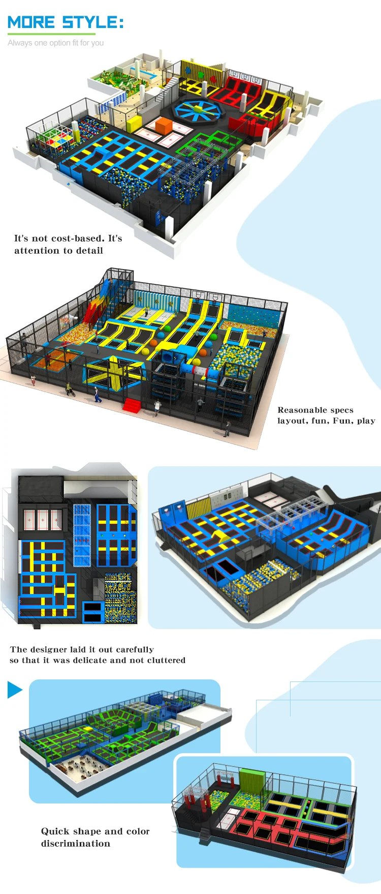 Professional Kids Indoor Rectangular Bungee Jumping Trampoline Park ...