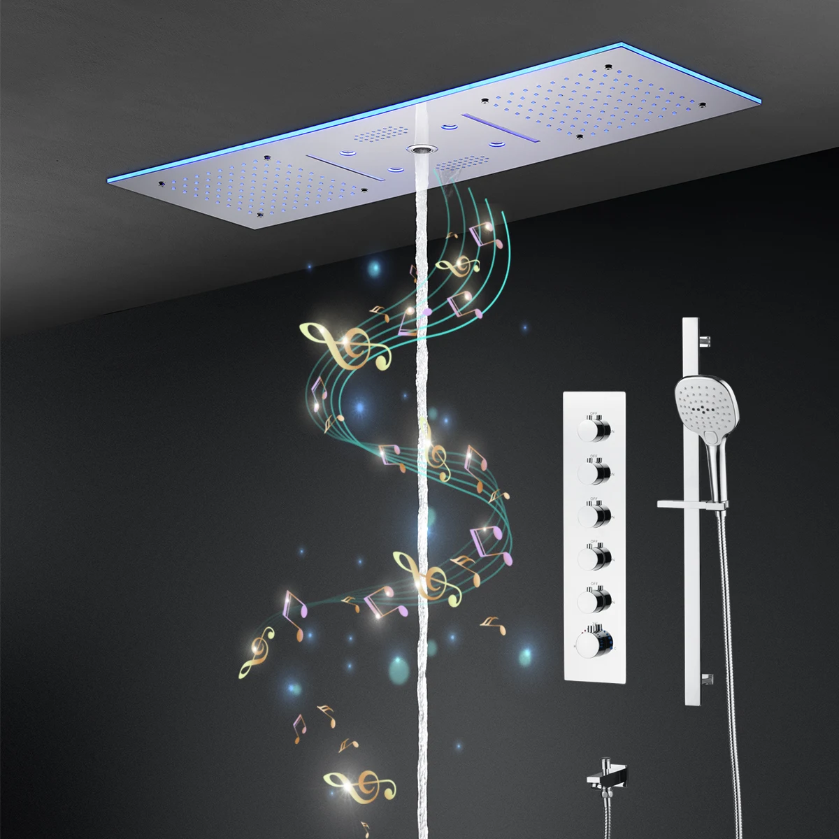 Multi Function Rain Mist Waterfall Shower Mixer Set Ceiling Embedded ...