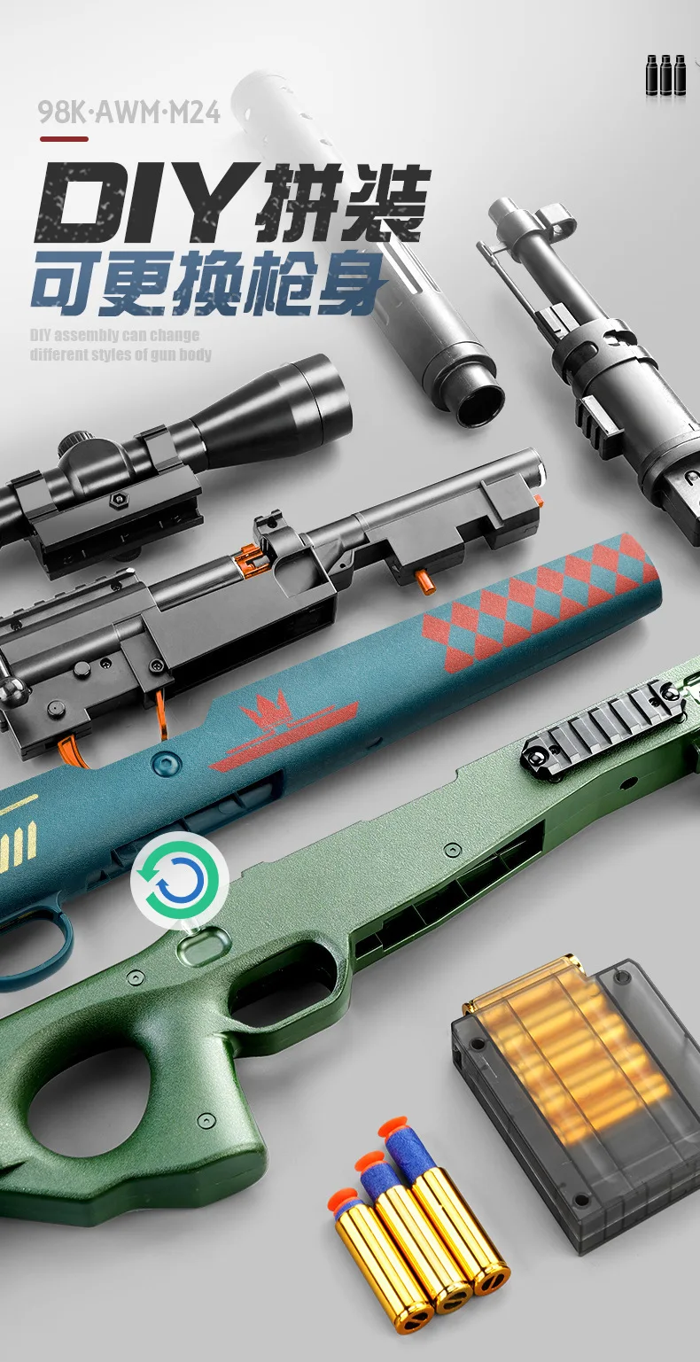 Kouyikou Kar 98k Toy Gun - Sniper Rifle with Foam Bullets