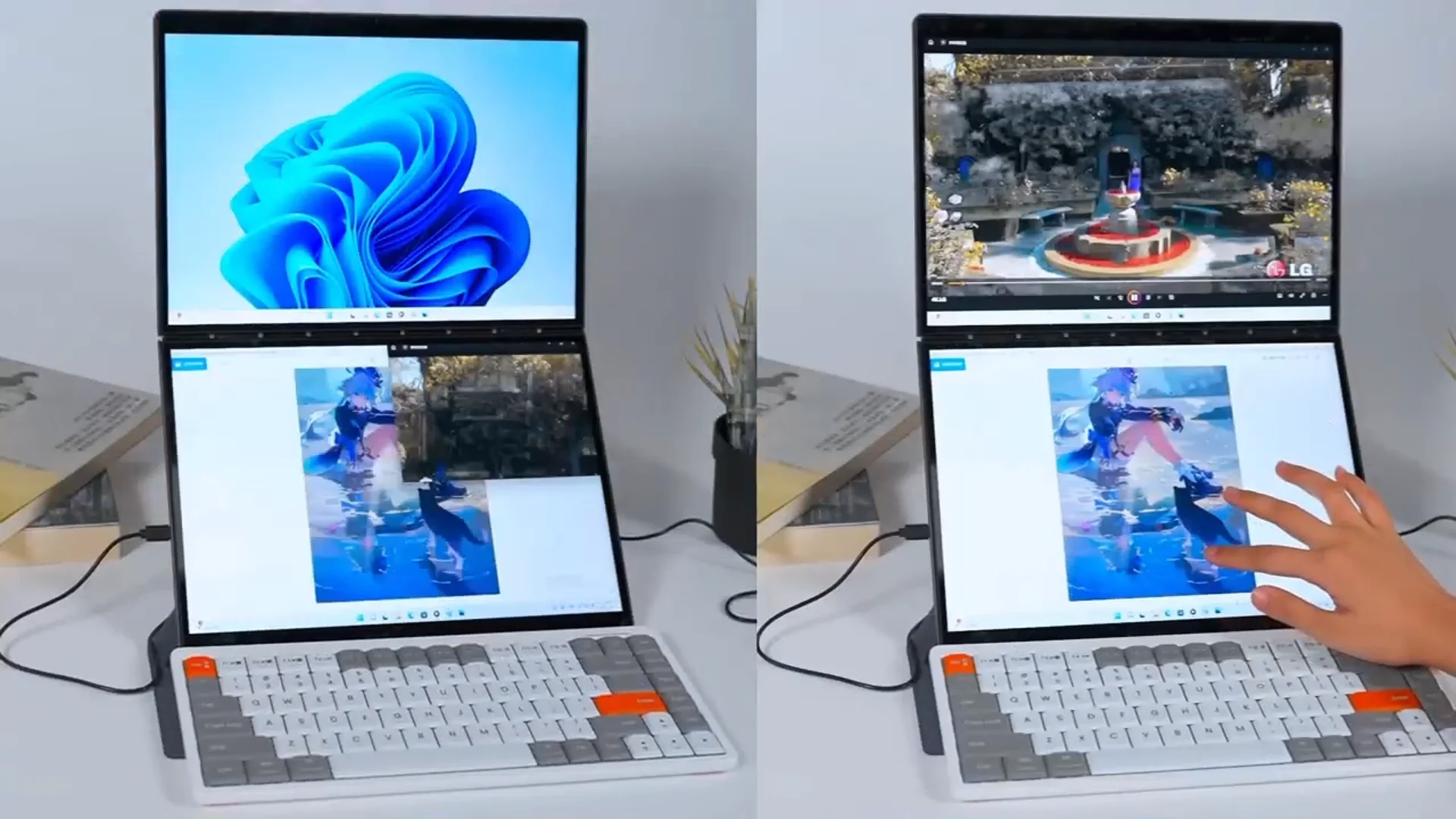 Intel N100 4core Ddr5 13.5inch Dual Screen Laptop Dual Screen Notebook ...