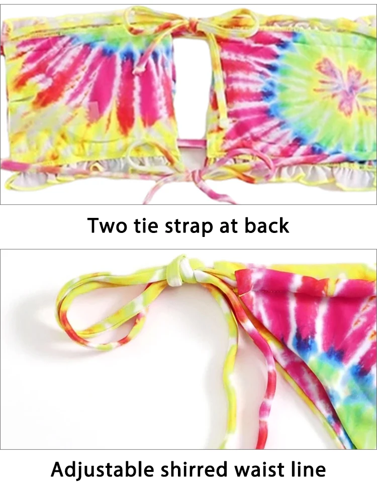 Dental Floss Tie Dye Bandeau Women Beautiful Swimsuits Bikini ...