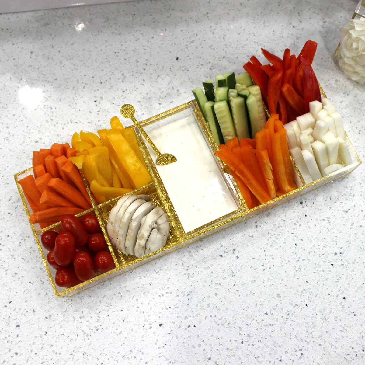 Lucite Sectional Acrylic Simanim Tray Gold Or Silver Glitter - Buy ...