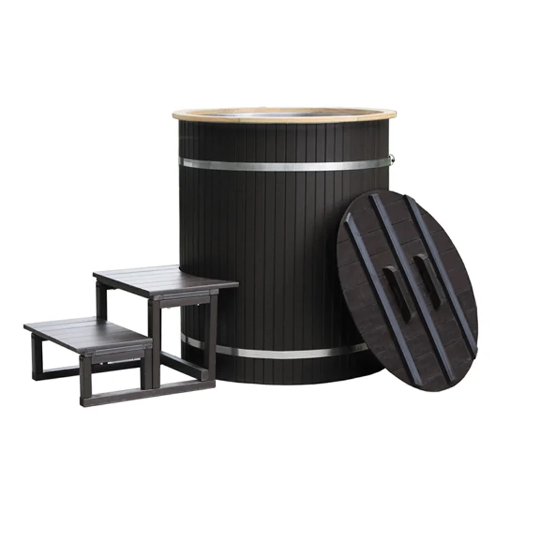 Barrel Shaped Ice Bath Cold Plunge Tub With 304 Stainless Steel Inner ...