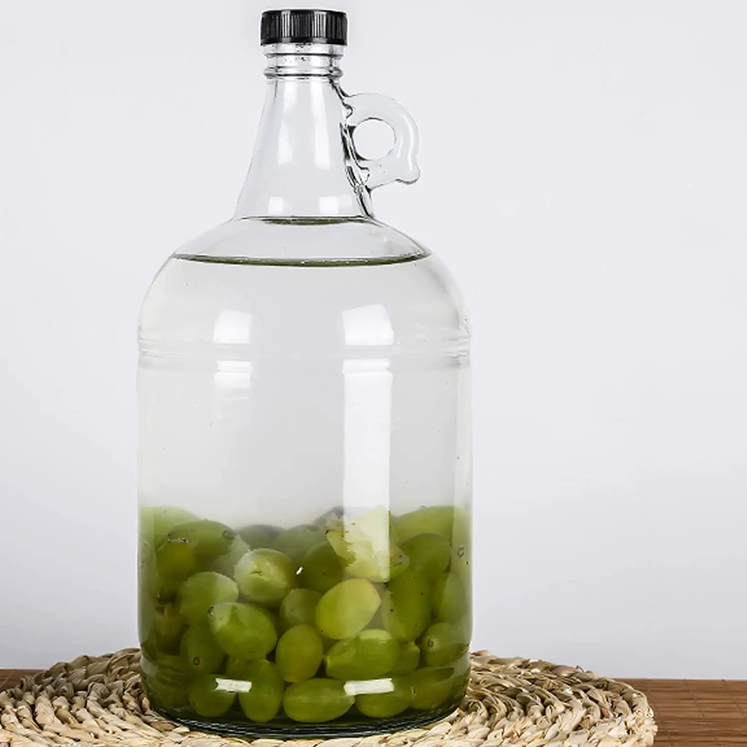 1 Gallon Glass Jugs with Handle & Cap - 128oz Fermenting Jug for Drinks ...