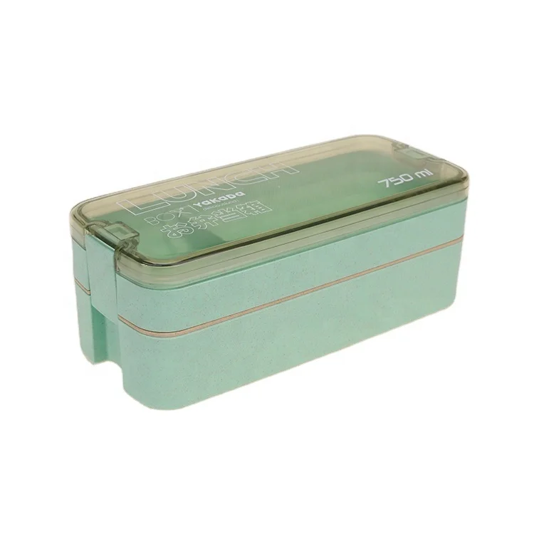 Japanese Style Kids Bento Box 750ml Double Layer Eco-friendly Wheat ...