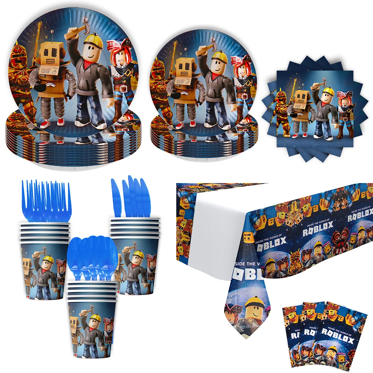 Birthday Party Decoration Set Roblox Birthday Banner Cake Topper ...