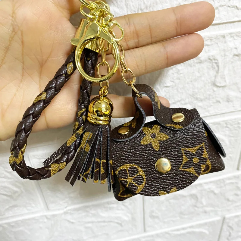 Llaveros Personalizados Luxury Leather Key Ring Key Chain Portable Lipstick Scarf Bag Pendant ...