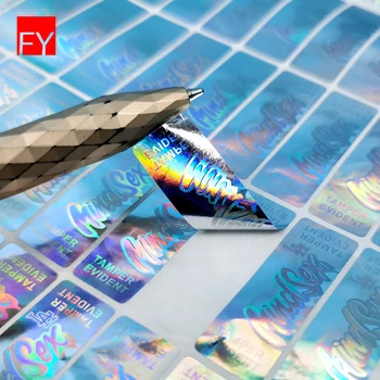 Holographic Custom Stickers Paper Labels Qr Code Sheet Roll Printable Vinyl Void Rainbow Die Cut ...
