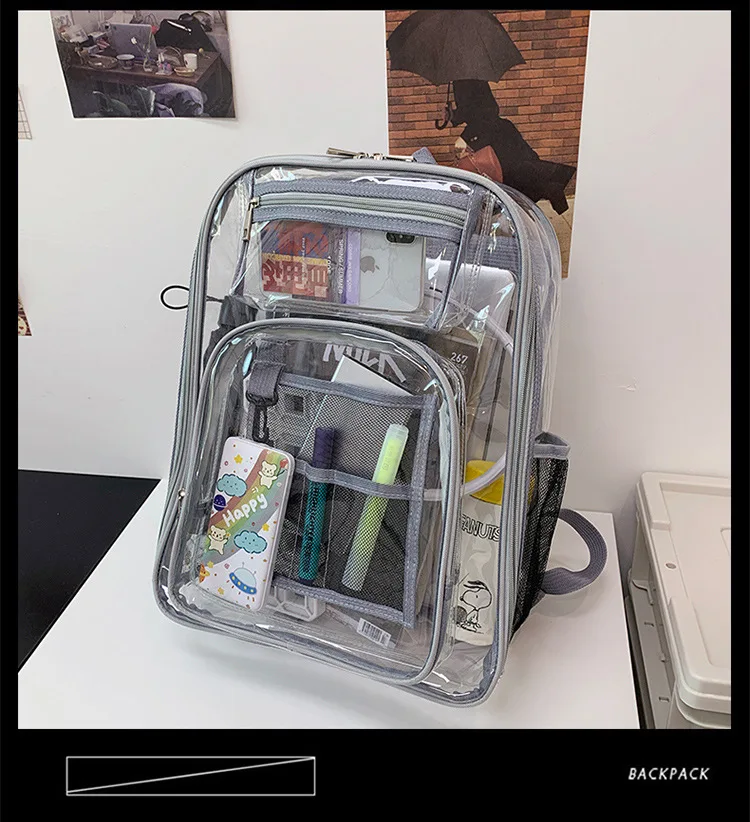 Sy96 Primary School Waterproof Clear Pvc Backpack Transparent School ...