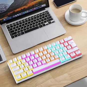 Rgb Translucent Mechanical Gaming Keyboard Teclado 60% Custom Pc Rgb ...