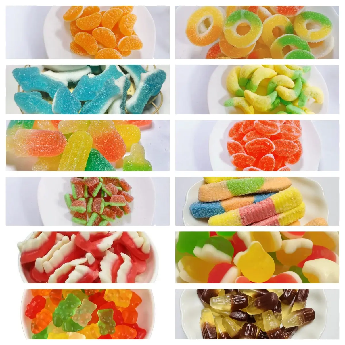 1kg Bag Halal Sweet Sour Bulk Gummy Candy - Fruit Flavors