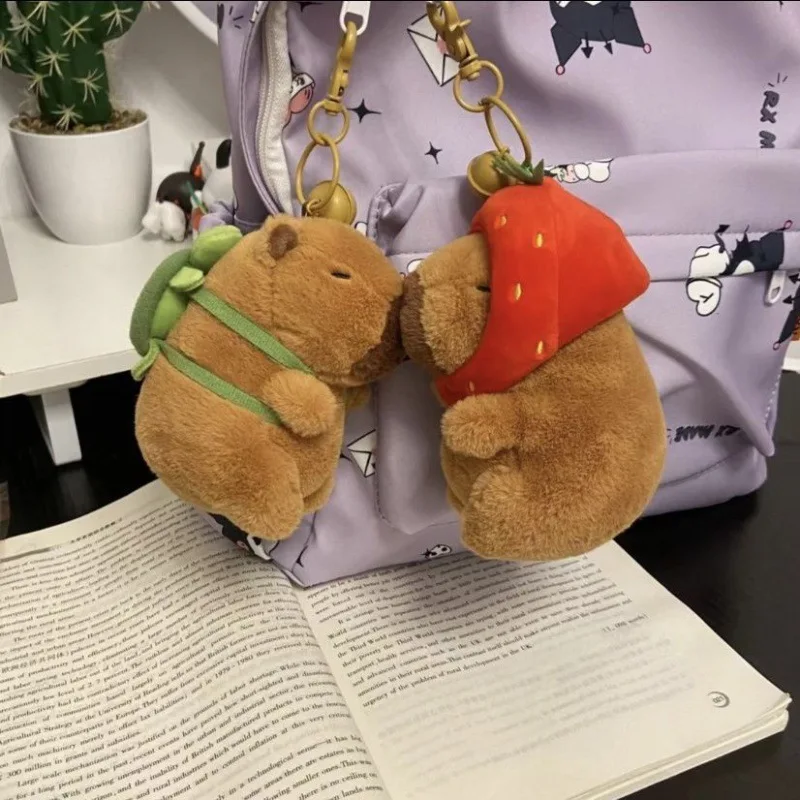 10cm Capybara Keychain Cute Kapibala Doll With Strawberry Stuffed Doll ...