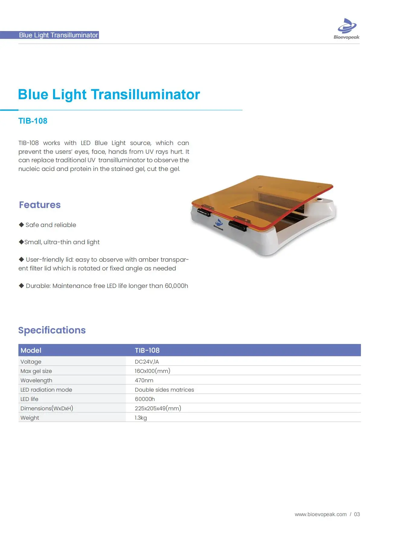 Blue Light Illumination Uv Transilluminator For The Observation Of Gel ...