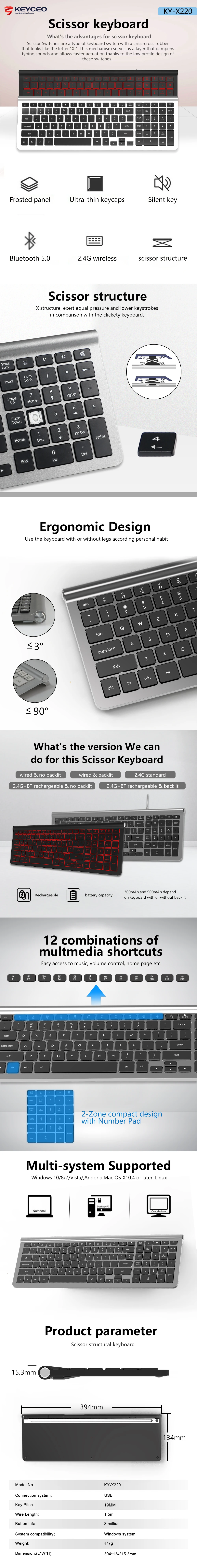 Oem Idm Scissor Switch Keyboard Dual Mode 2.4g Wireless And Bt Metal ...