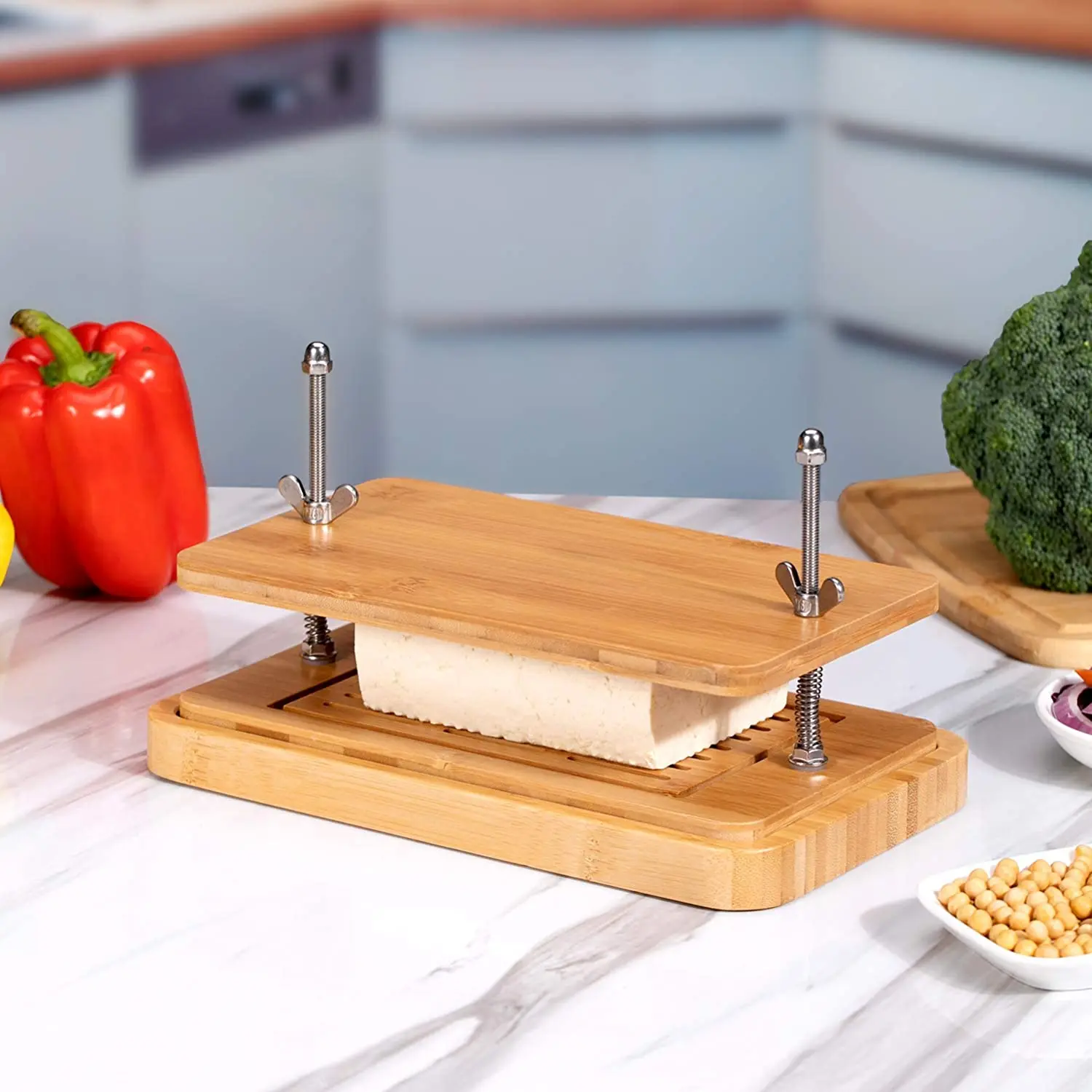 Portable Bamboo Kitchen Easy Diy Utensils Drip Tofu Press With Drip ...