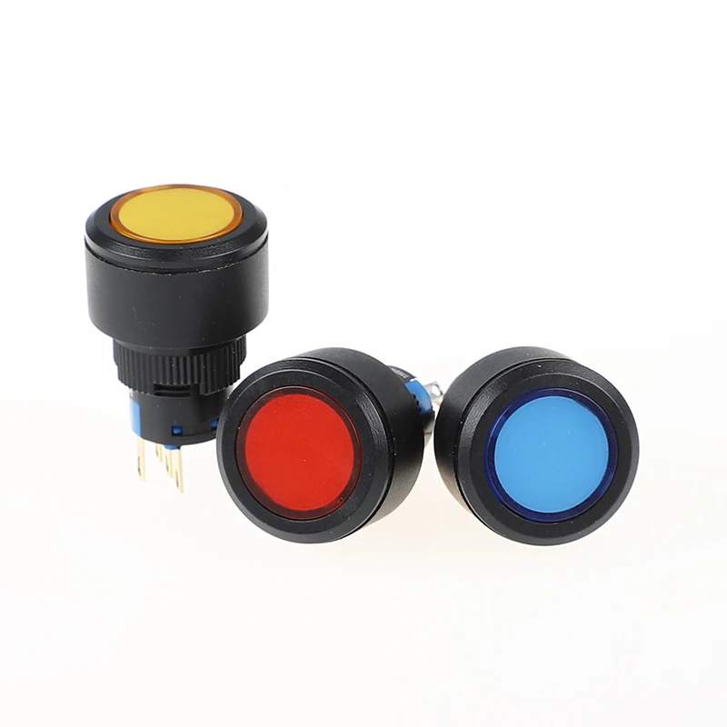 22mm Push Button Switch With LED Momentary Latching illuminated Plane ...