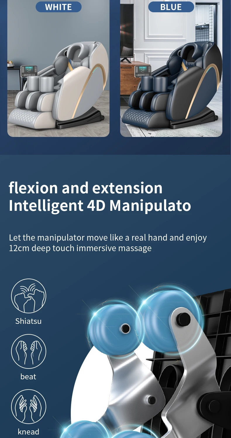 Luxury Shiatsu Zero Gravity Massager Chair Sl Track 4d Body Massager